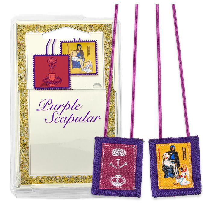 The Purple Scapular of Benediction and Protection - Genuine Wool