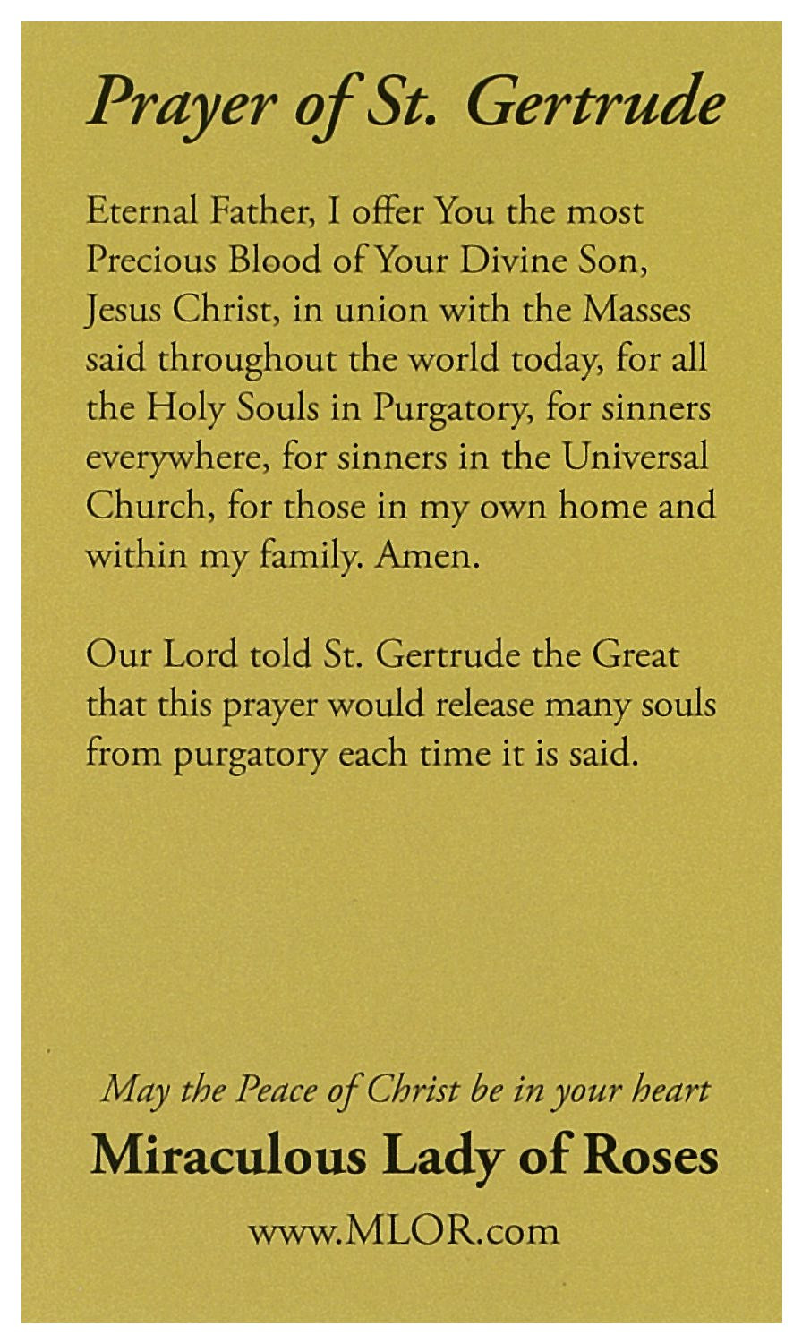 Prayer card St. Gertrude / Holy Souls in Purgatory