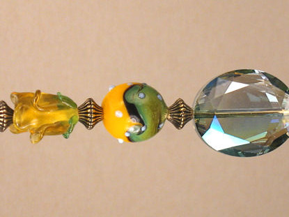 Golden Amber Rose & Green Ceiling Fan Pull - Trace Ellements