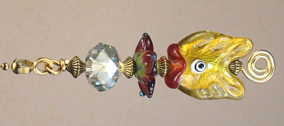 gold fish ceiling fan pull | gold glass fish fan pull