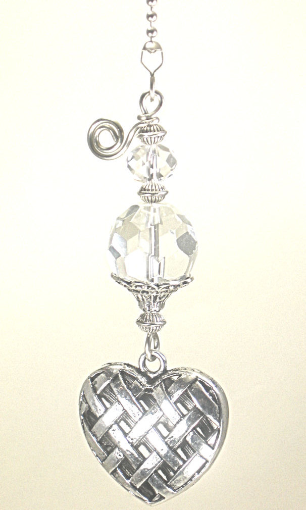 Lattice heart ceiling fan pull | silver heart pull chain