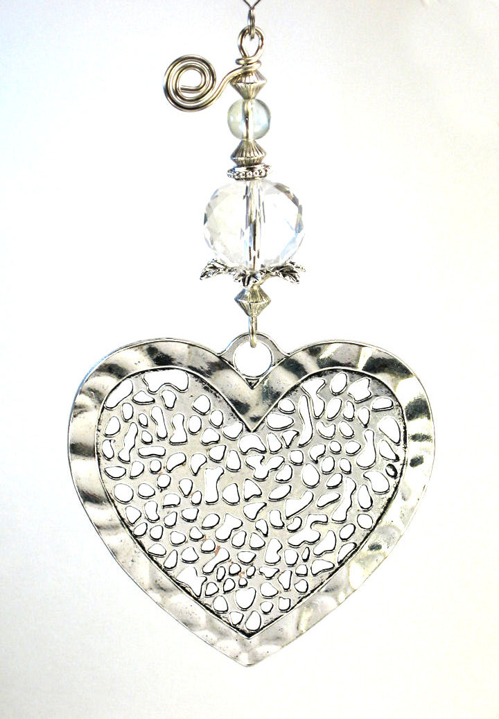 Hammered Heart Fan Pull | Silver Heart Ceiling Fan Pull