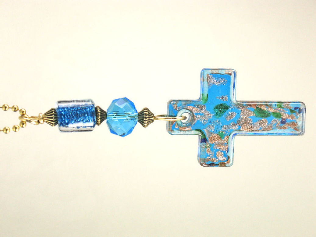 Home Décor Blue glass cross Wall Hangings Signs etna.com.pe