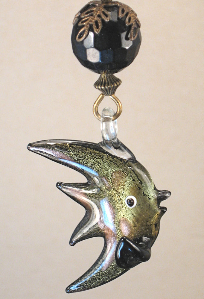 black fish ceiling fan pull | black glass fish fan pull