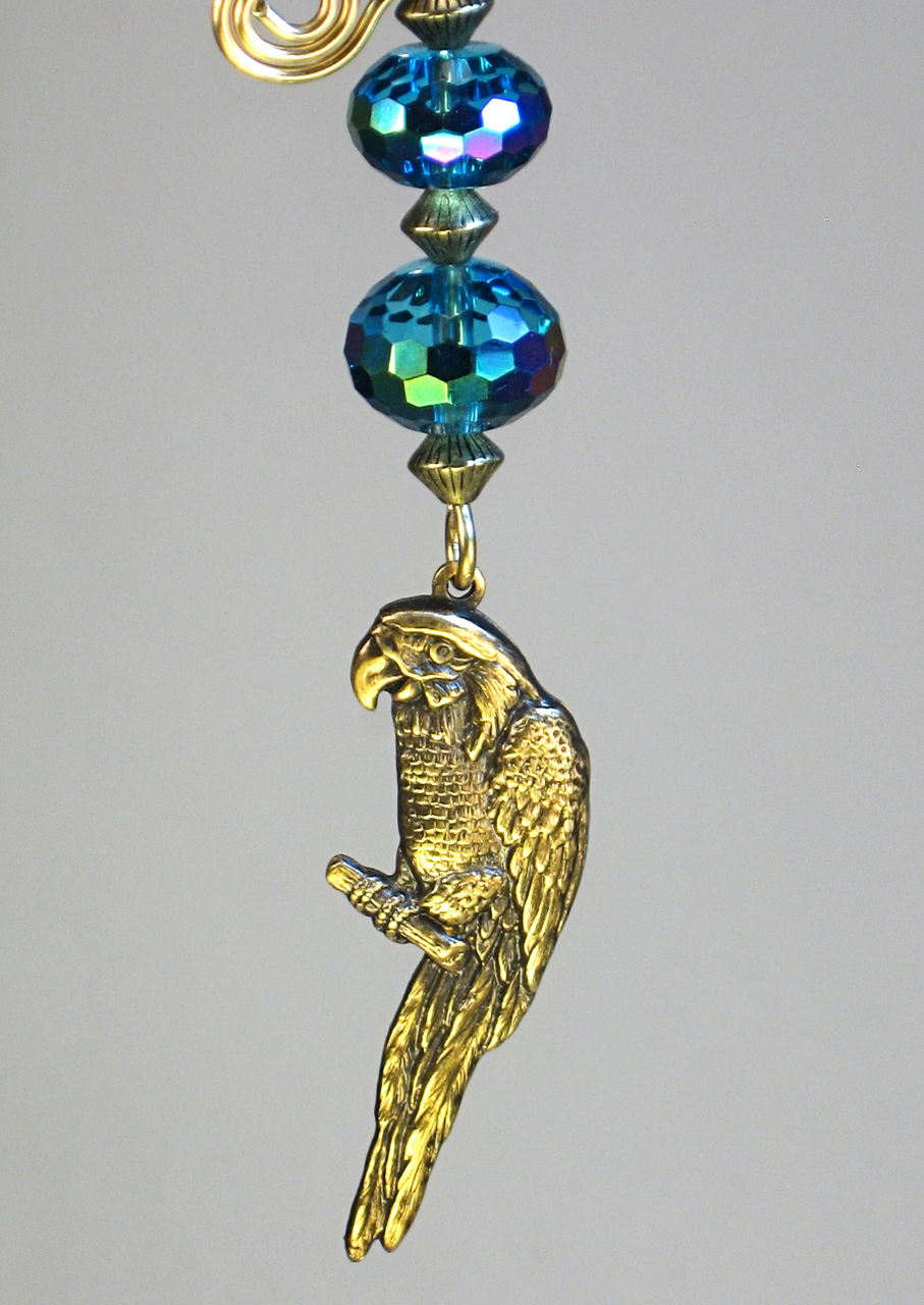 Blue Parrot Ceiling Fan Pull | Brass Parrot Fan Pull Chain