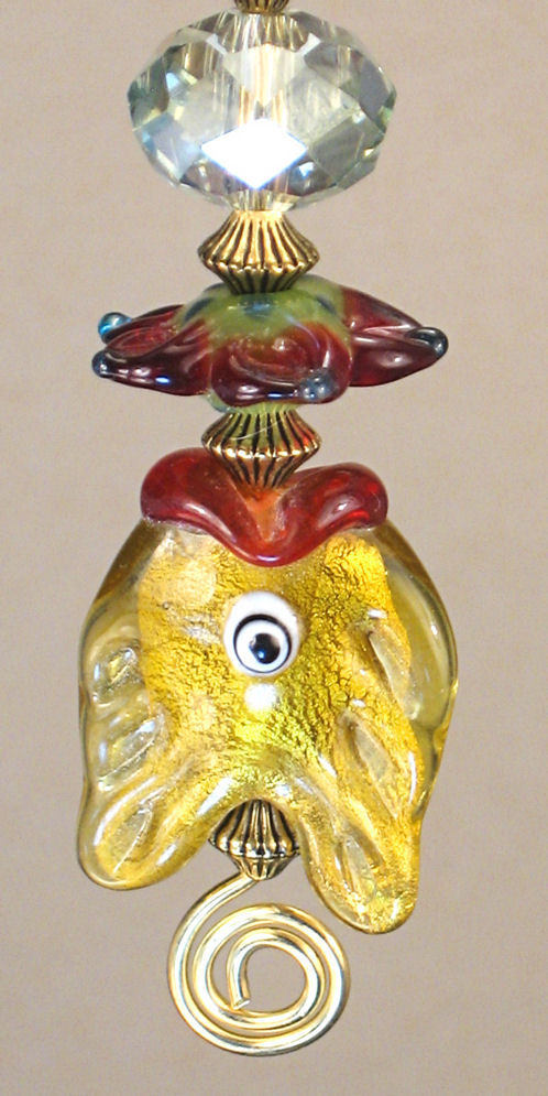 gold fish ceiling fan pull | gold glass fish fan pull
