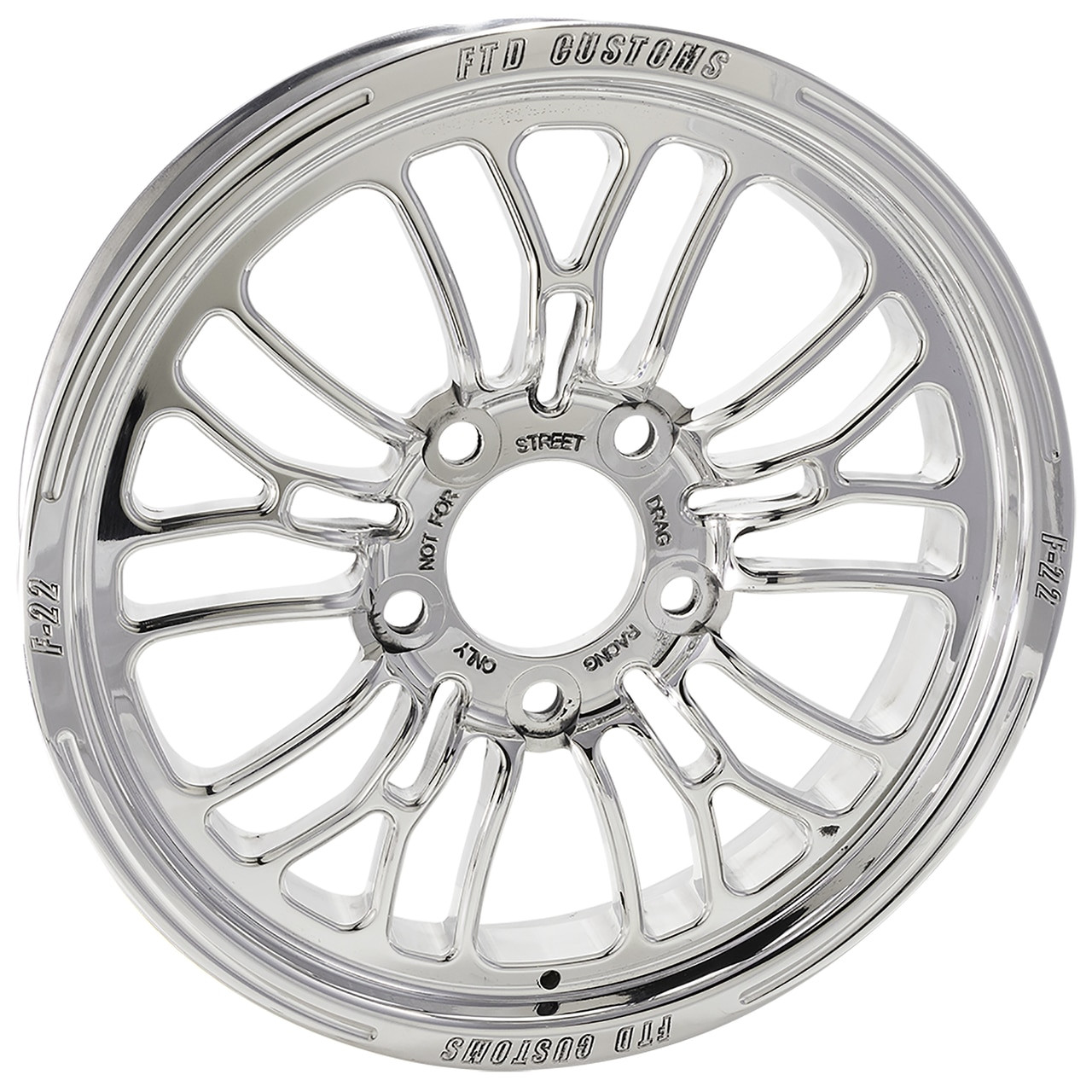 FTD 15x3.5" F-22 Polished Drag Racing Wheels