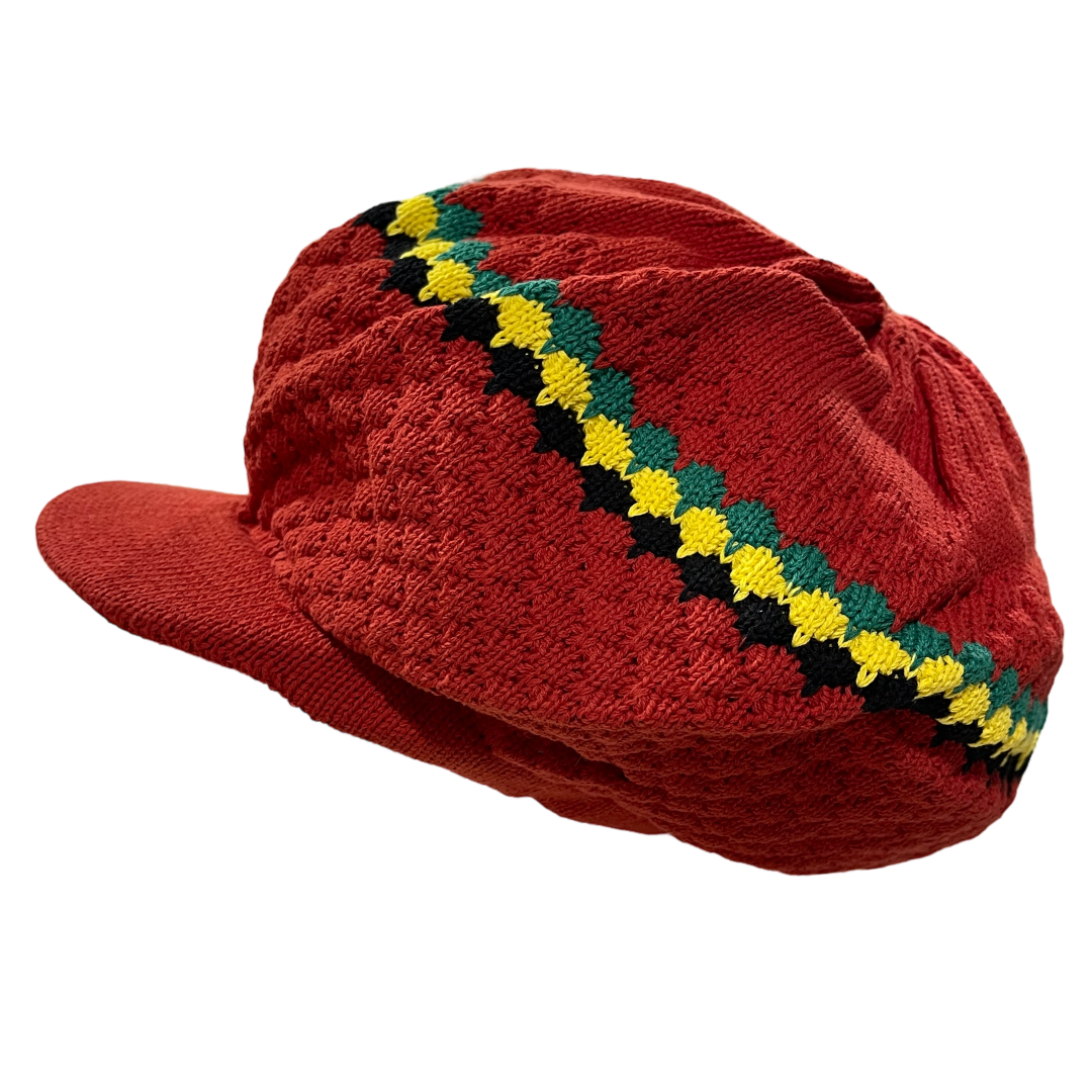 Knitted Tam - Red w/Rasta Stripe - VP Reggae