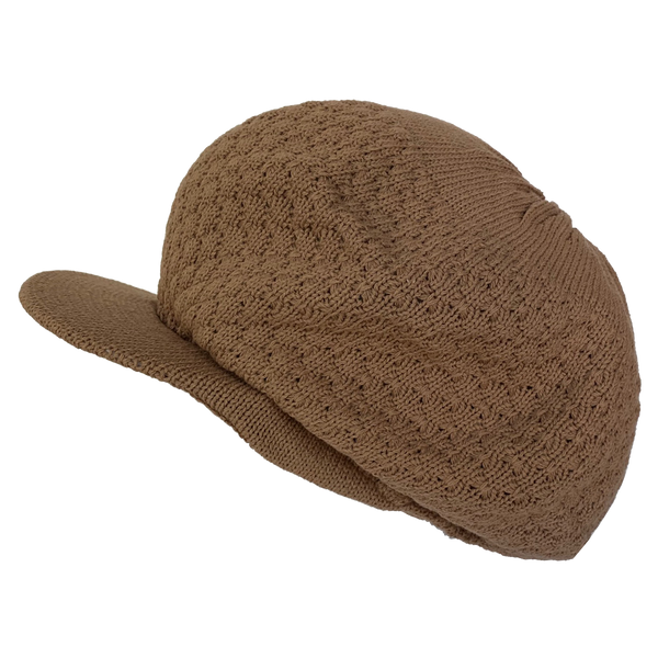 Knitted Tam - Solid Tan w/ Visor - VP Reggae