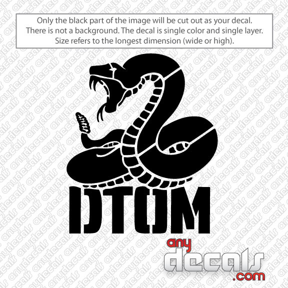 Car Decals - Car Stickers | DTOM with Snake Car Decal | AnyDecals.com