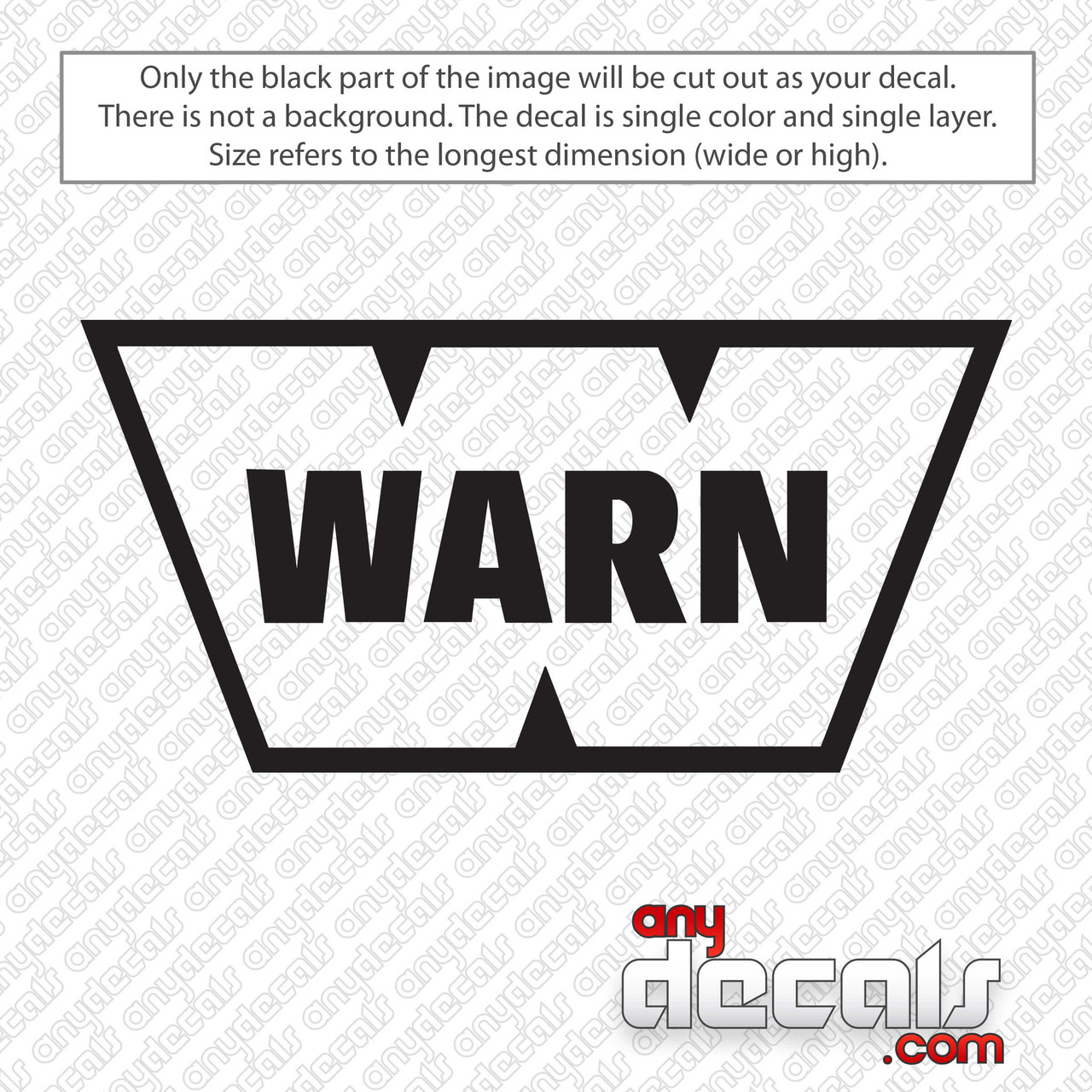 Warn Winches Logo Outline Decal Sticker - AnyDecals.com