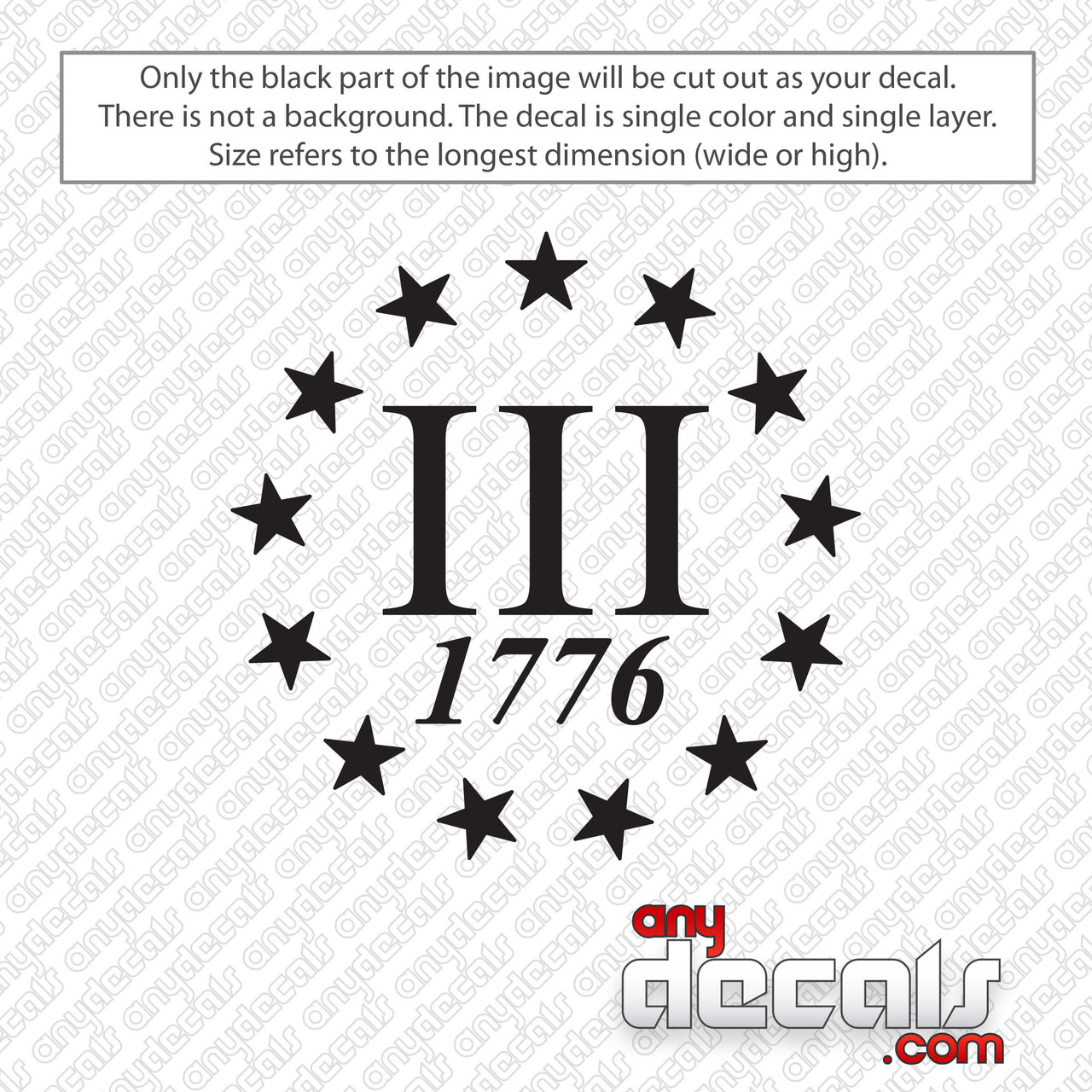 Three Percent 1776 Decal Sticker - AnyDecals.com