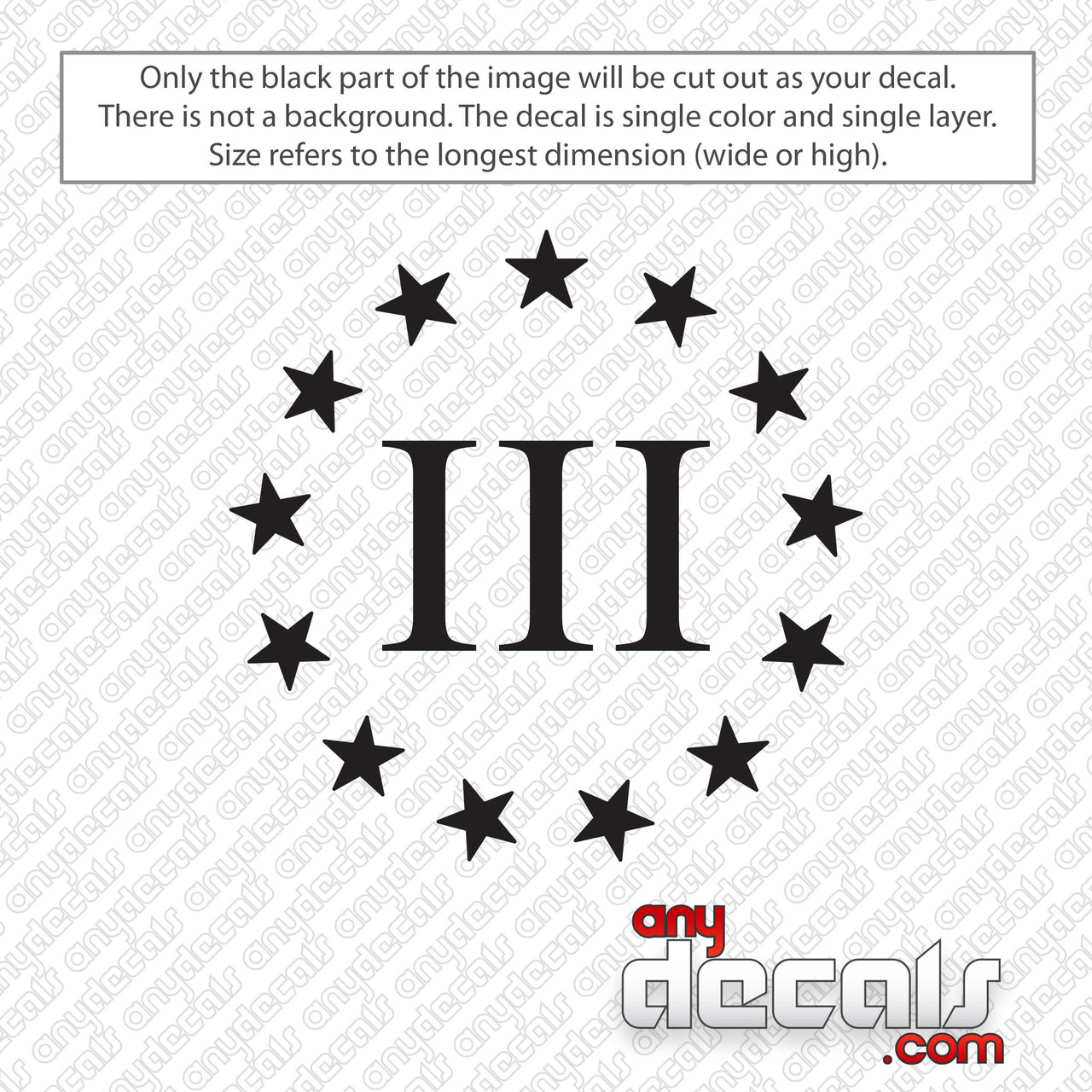 Three Percenter Decal Sticker - AnyDecals.com