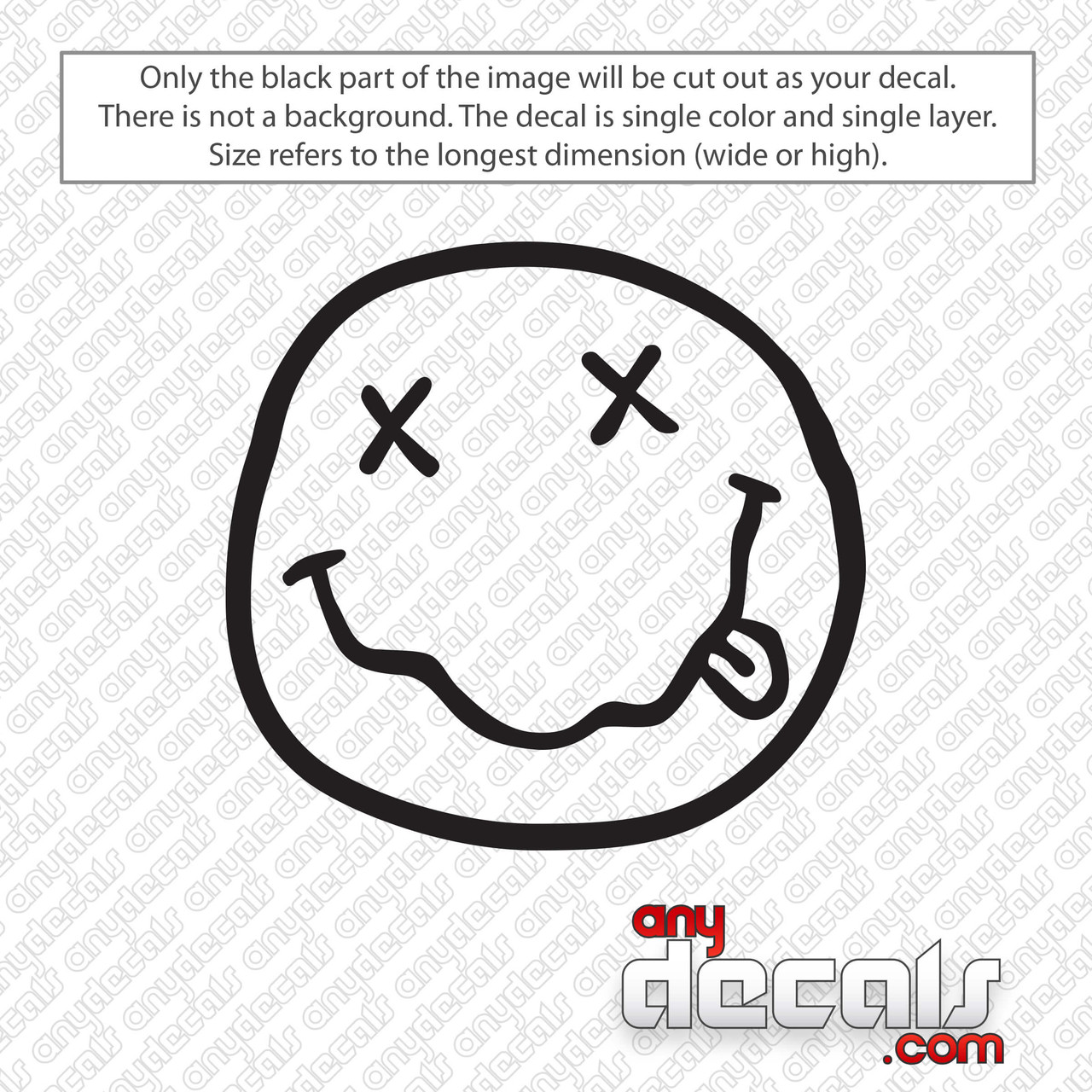 Nirvana Smiley Face Decal Sticker - AnyDecals.com