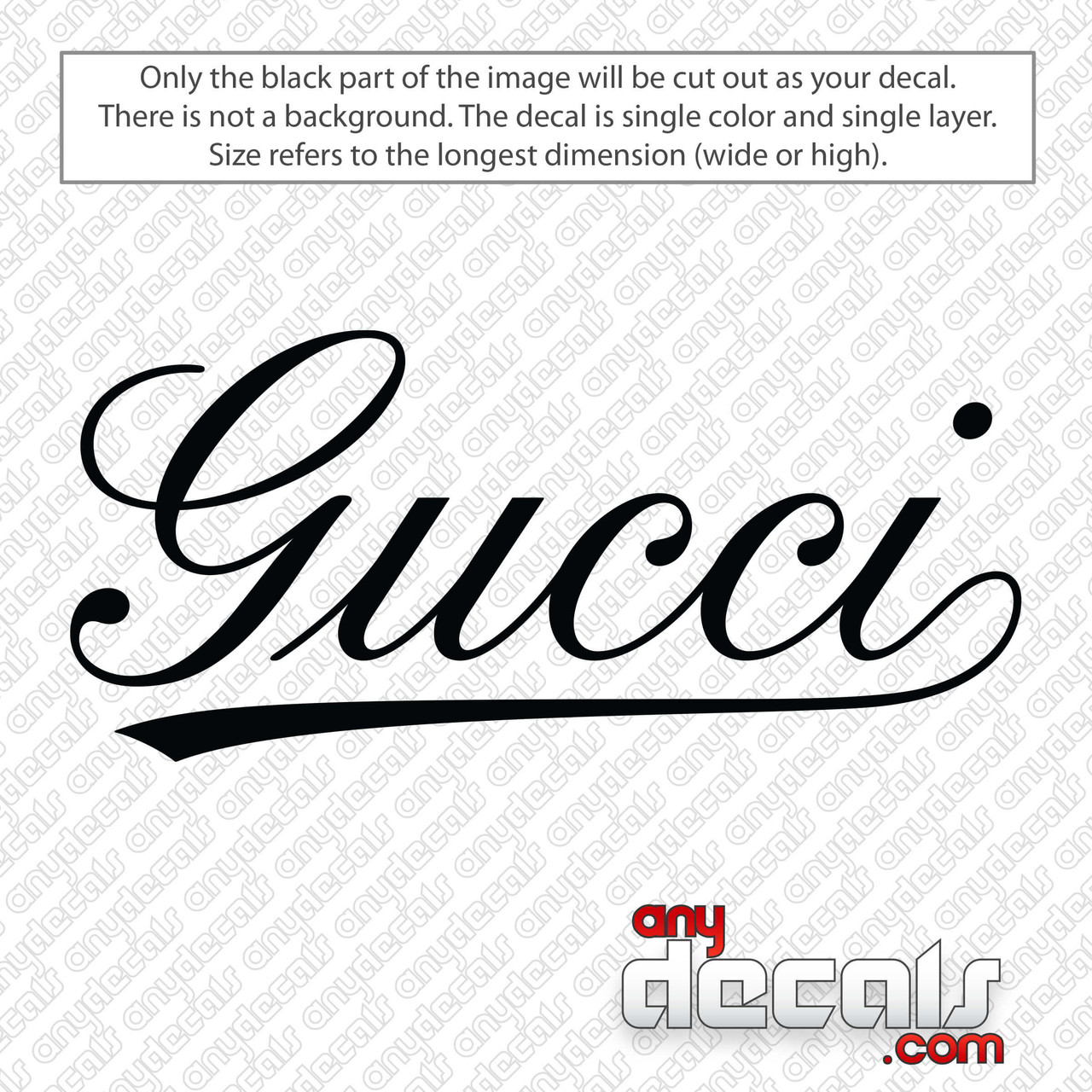 Gucci Script Logo Decal Sticker - AnyDecals.com