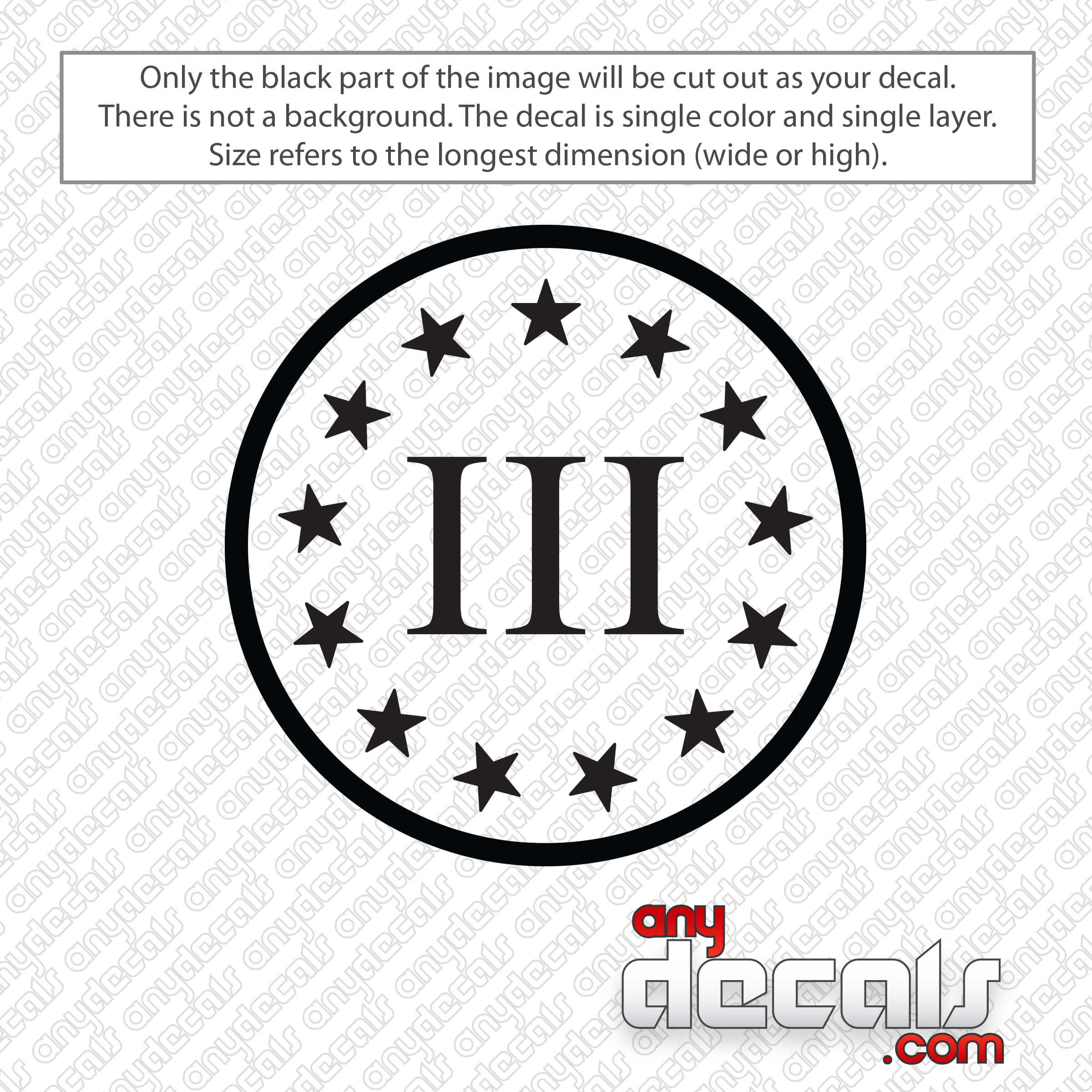 Three Percenter Decal Sticker - AnyDecals.com