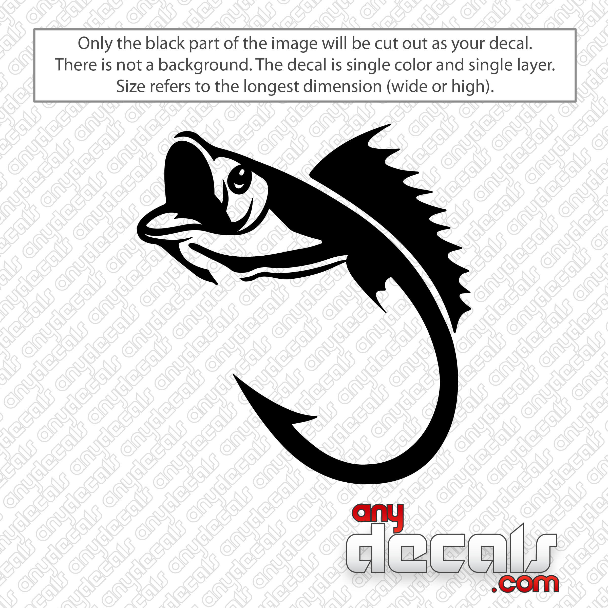 Bass Fish USA Flag Decal Sticker - AnyDecals.com