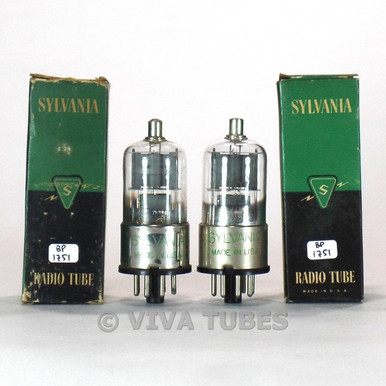 True NOS NIB Matched Pair Sylvania USA 6Q7GT Grey Round Plate Metal ...