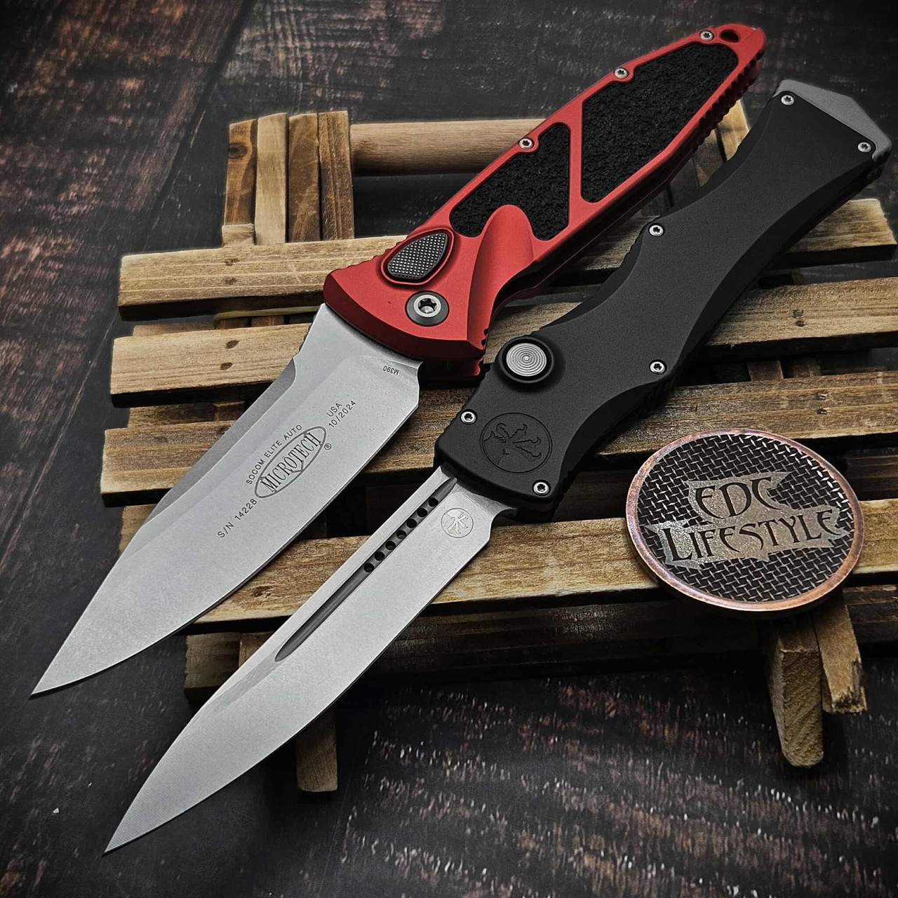 Microtech Knives Red Socom Elite Auto S/E Stonewash 160A-10RD and ...