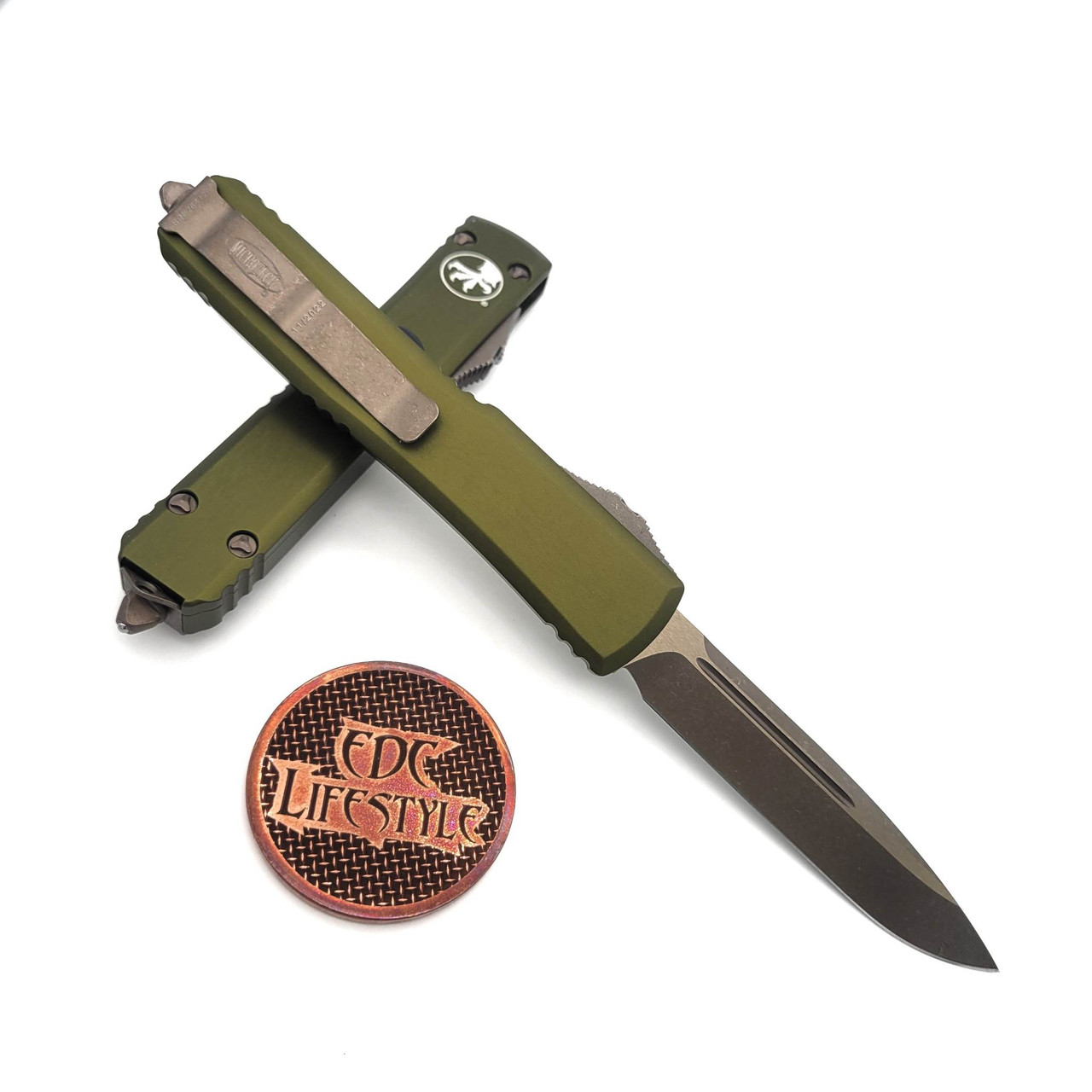 Microtech Ultratech 121 13apod Od Green Single Edge Bronzed Apocalyptic