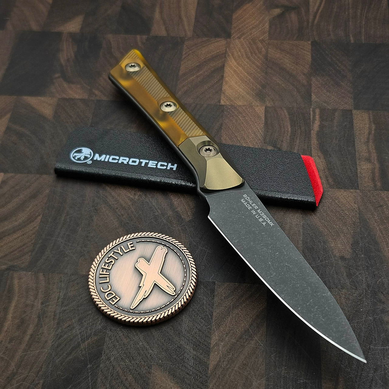 MICROTECH KNIVES 3.5" M390 PAIRING KNIFE DLC STANDARD BRONZE TITANIUM ...