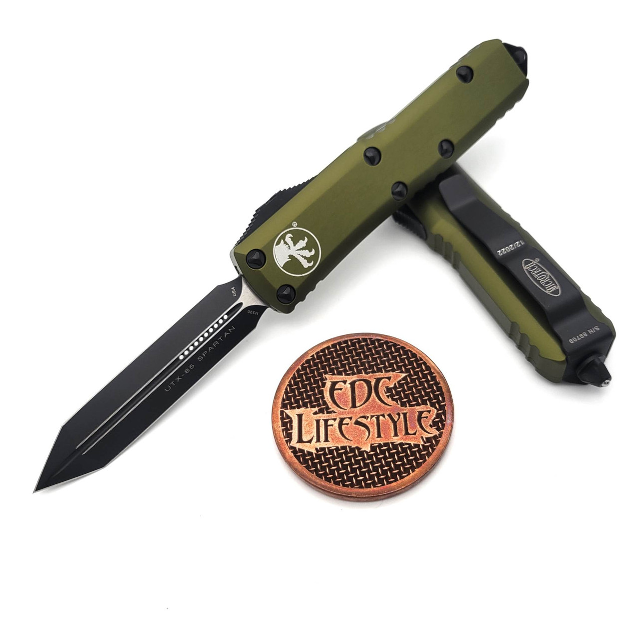 Microtech Utx 85 230 1od Od Green Double Edge Spartan Black Standard