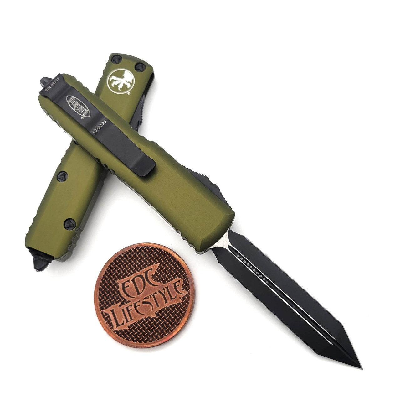 Microtech Utx 85 230 1od Od Green Double Edge Spartan Black Standard