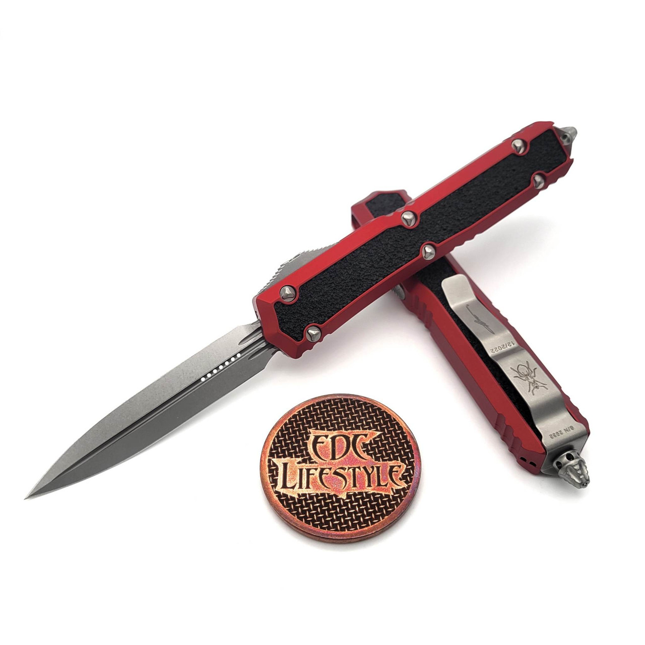 Microtech Makora 206 10rds Red Stonewash Double Edge