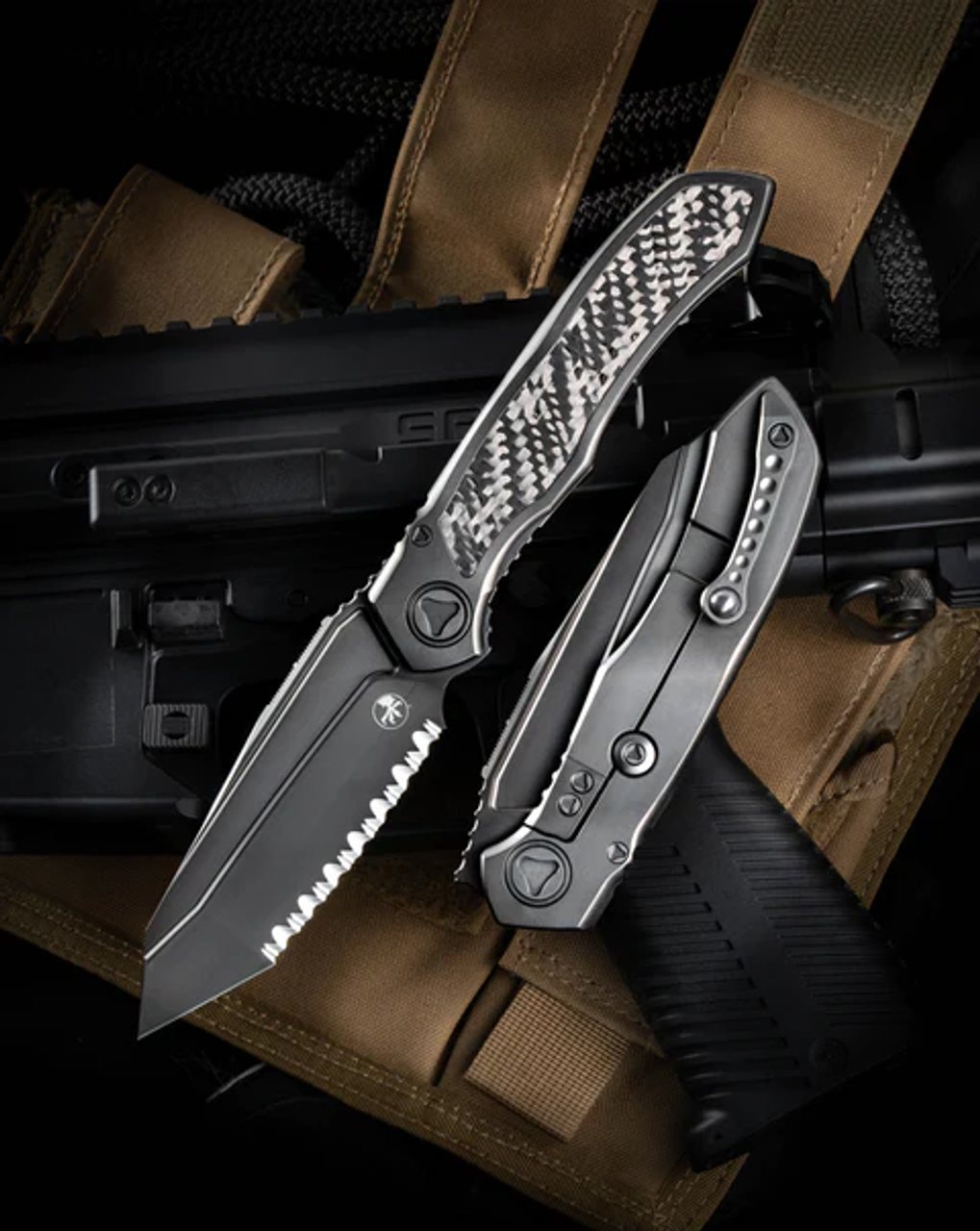 Microtech Anax 191c 3dlctcfiti Titanium Handle Dlc Tanto Edge Full