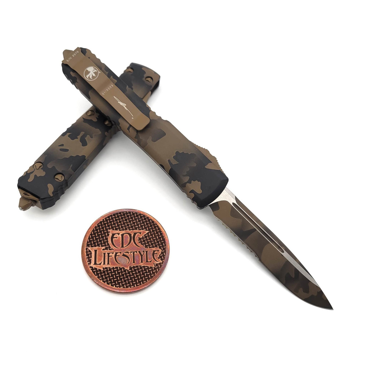 Microtech Ultratech 121 2ccs Coyote Camo Partial Serrated Single Edge