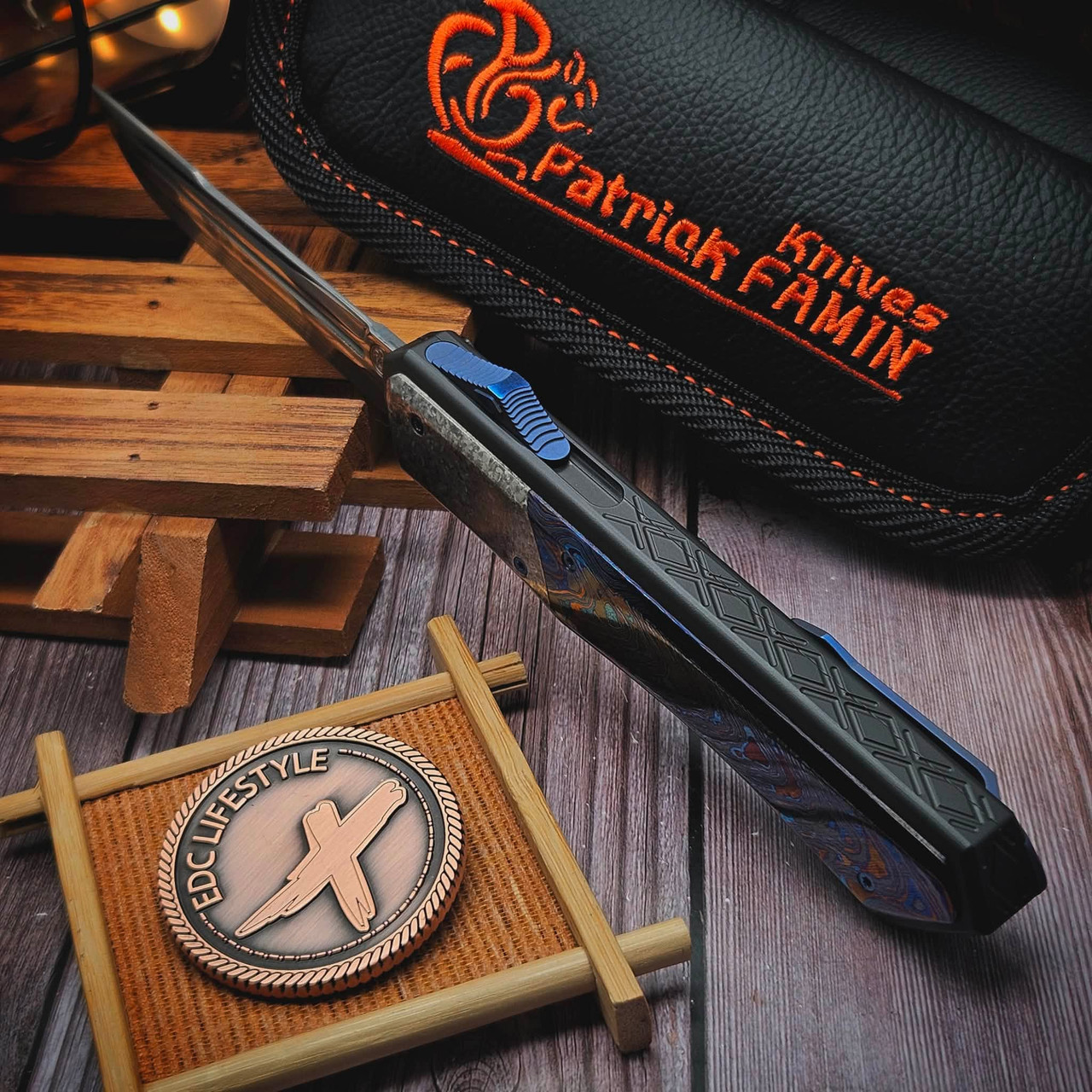 Patrick Famin GOTF Black Timascus/Crystalized Ti Chad Nichols Damascus