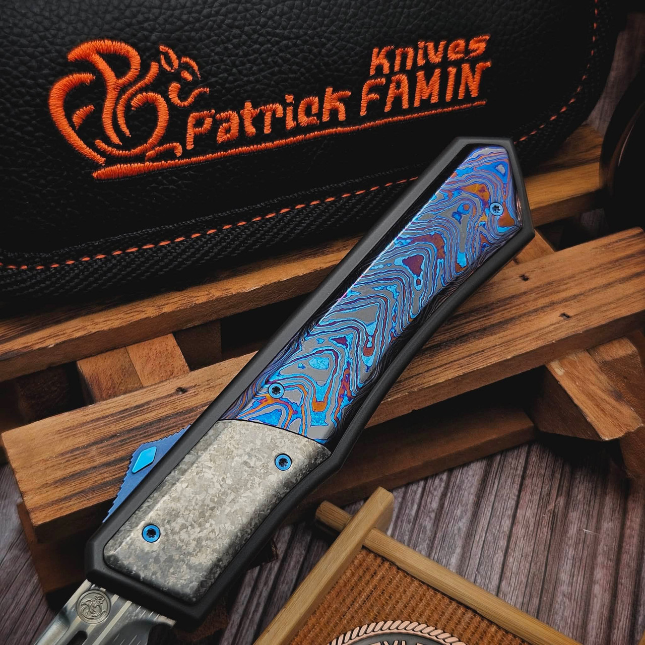 Patrick Famin GOTF Black Timascus/Crystalized Ti Chad Nichols Damascus