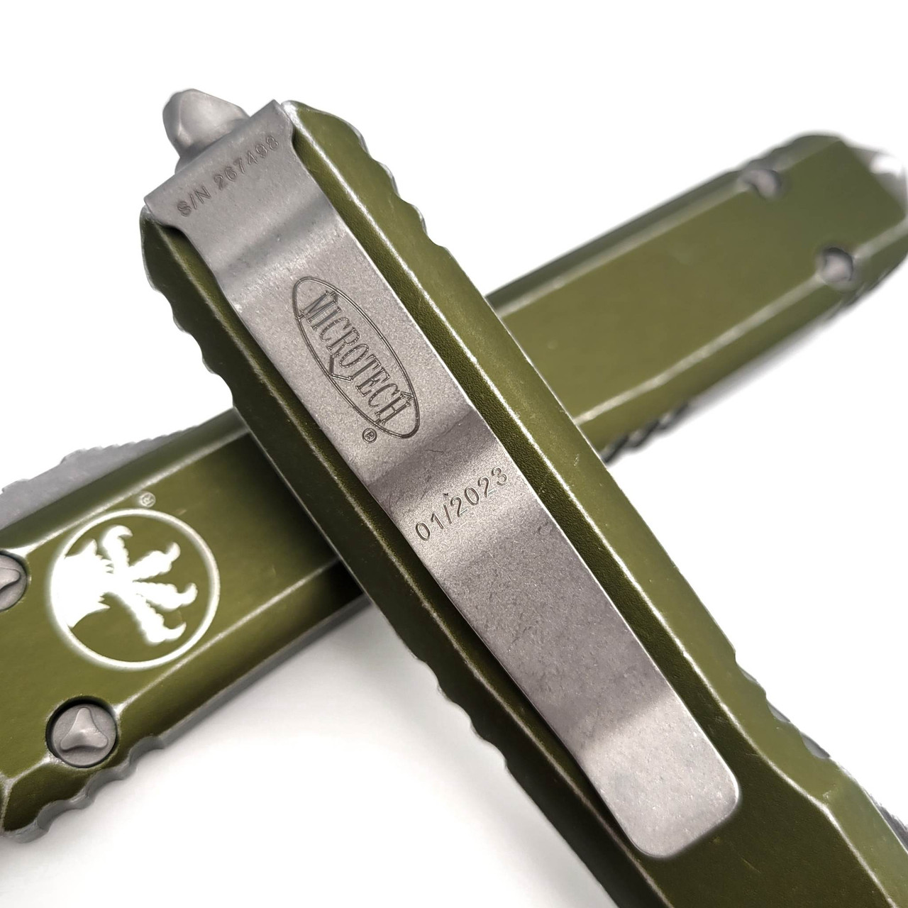 Microtech Ultratech 122-D12DOD Distressed OD Green Double Full Serrated ...
