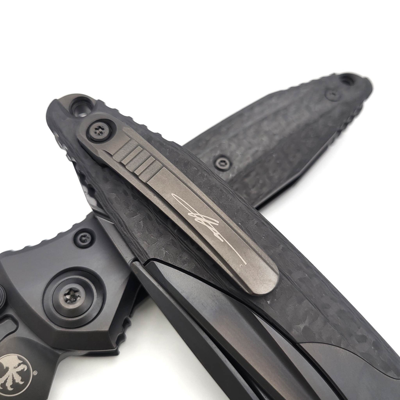 Microtech Socom Bravo Tanto T/E DLC Titanium Bolster, DLC Blade and Hardware, Carbon Fiber ...