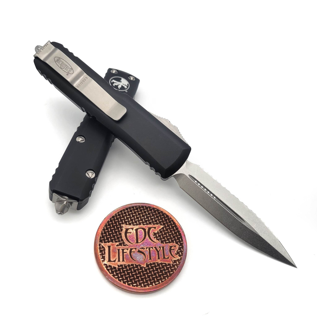 Microtech Utx 85 232 12 Stonewash Double Edge Full Serrated