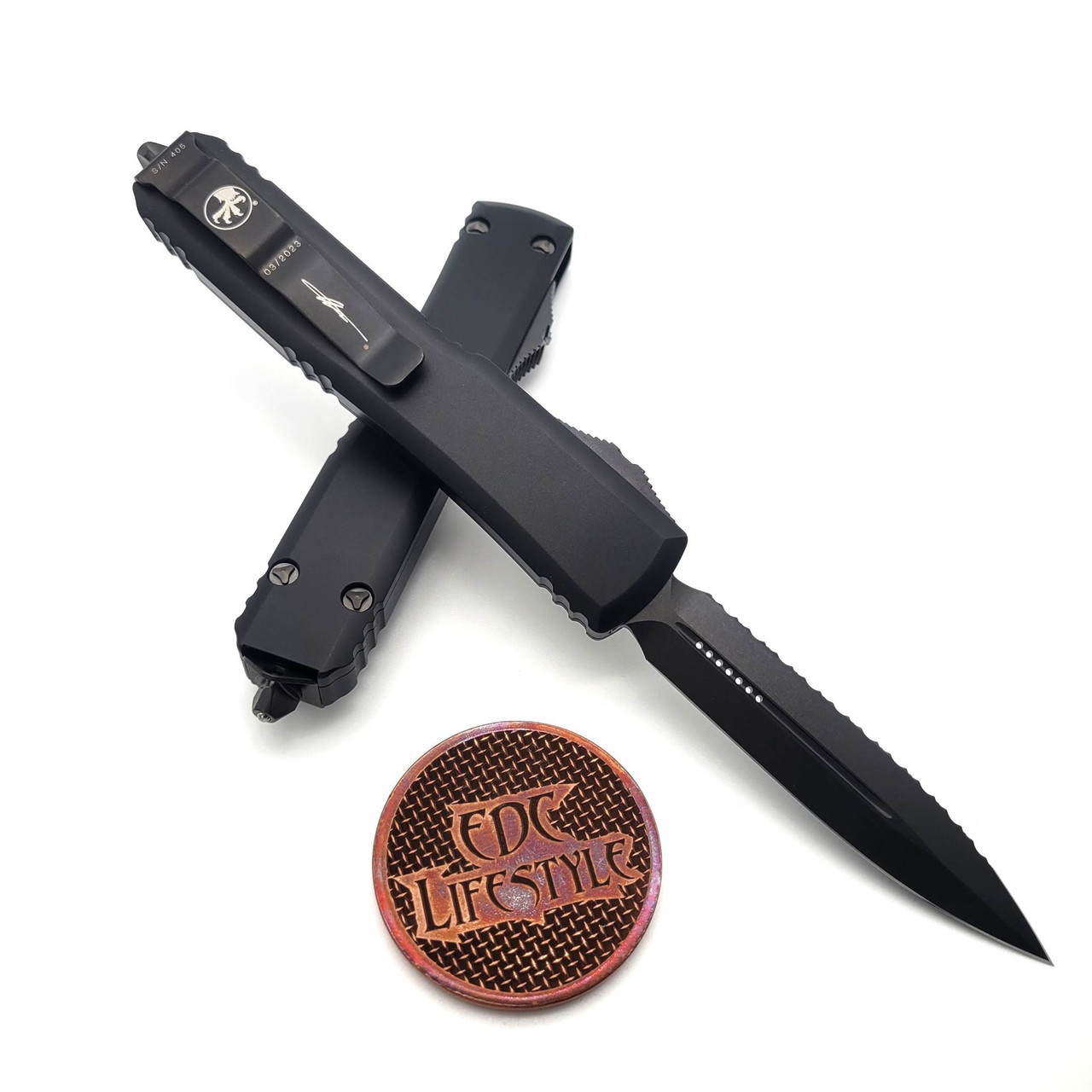 Microtech Ultratech 122 3dlcts Black Tactical Dlc Double Edge Full Serrated
