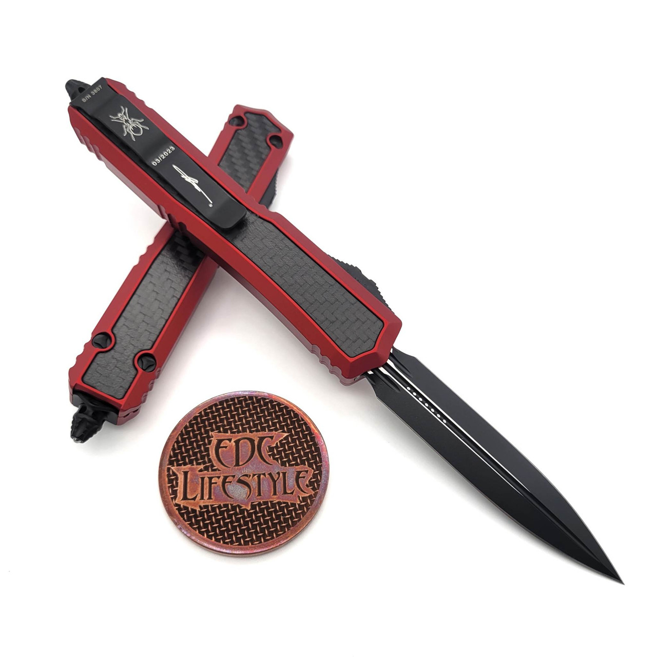 Microtech Makora 206 1rdcfis Red Carb On Fiber Inlays Double Edge