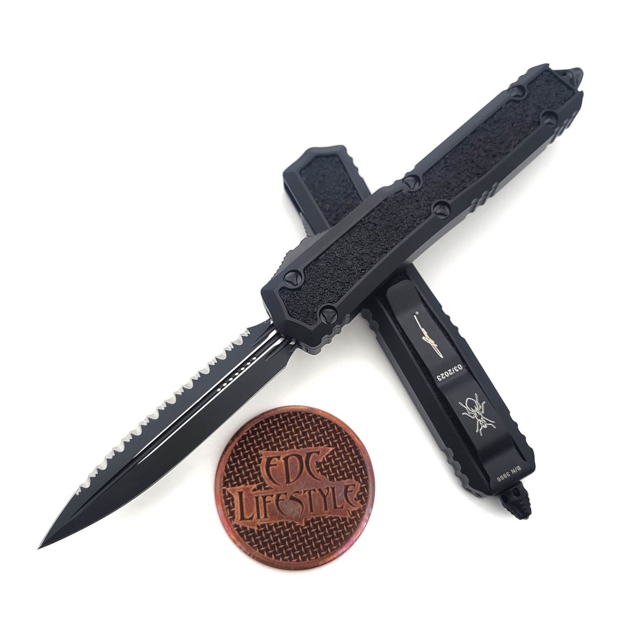 Microtech Makora 206-3TS Black Tactical Double Edge Full Serrated