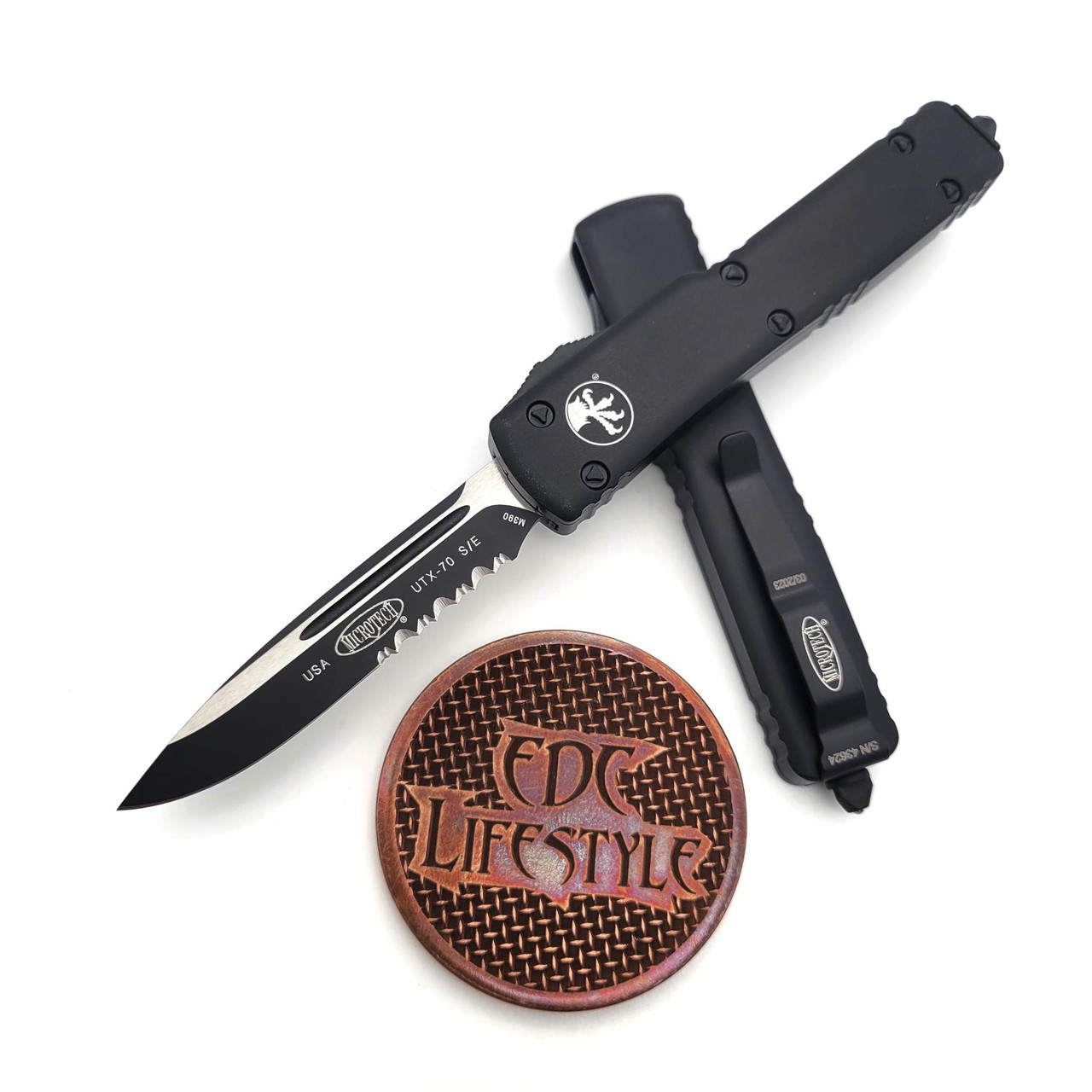 Microtech Utx 70 148 2t Single Edge Partial Serrated Black Standard