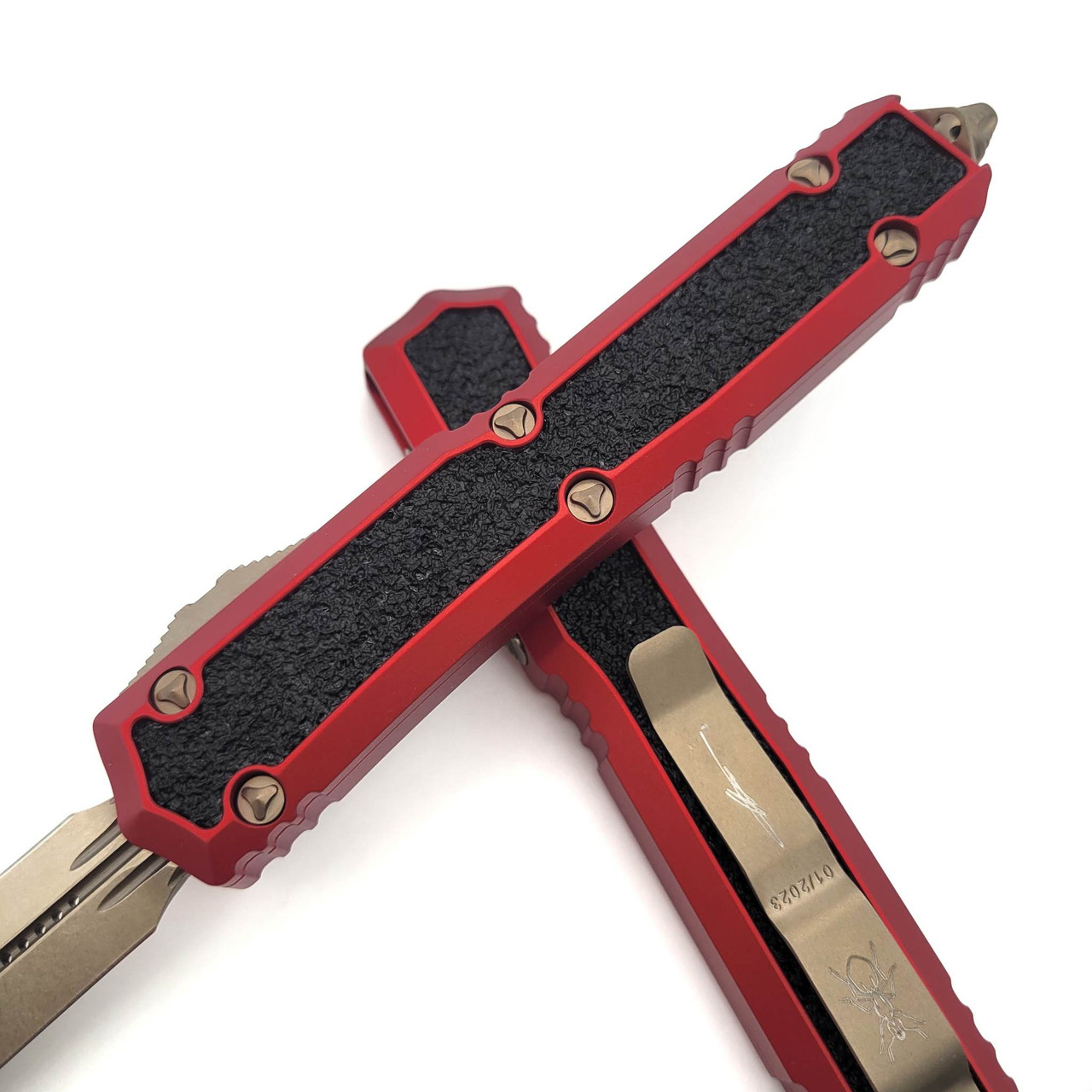 Microtech Makora 206 13rds Red Black Traction Inlay Bronze Double Edge