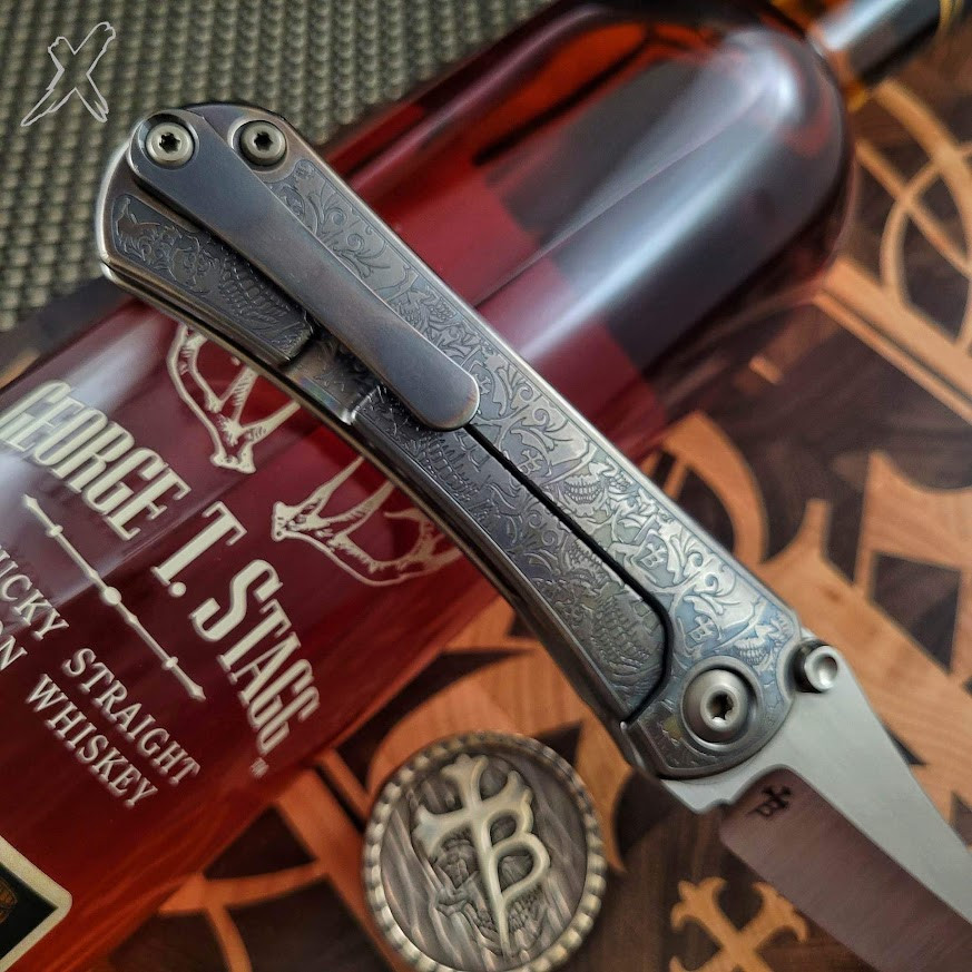 Borka Blades & Ti2 Design Collaboration SBHF Chisel Tanto Etched Skulls ...