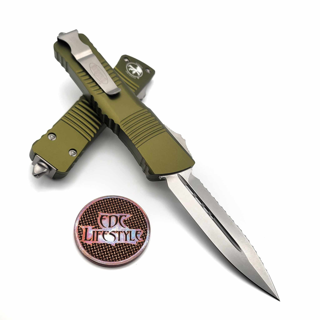 Microtech Combat Troodon 142 12od Od Green Stonewash Double Edge Full