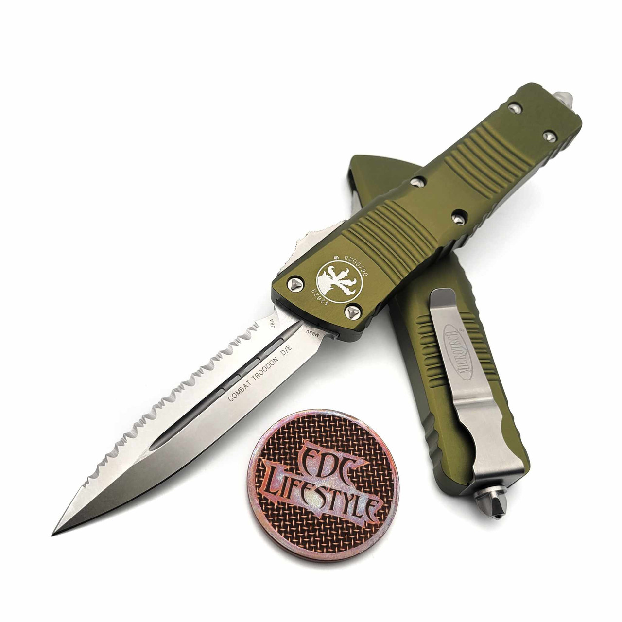 Microtech Combat Troodon 142 12od Od Green Stonewash Double Edge Full
