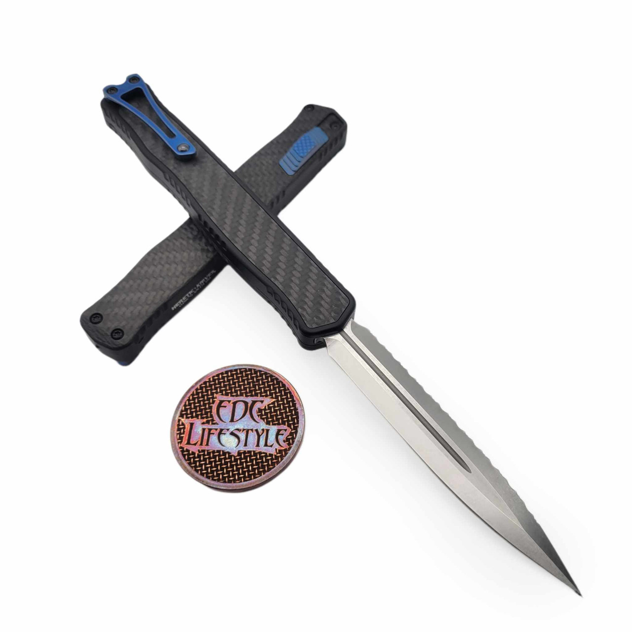 Heretic Cleric II Double Edge DLC Full Serrated Carbon Fiber Cover w ...