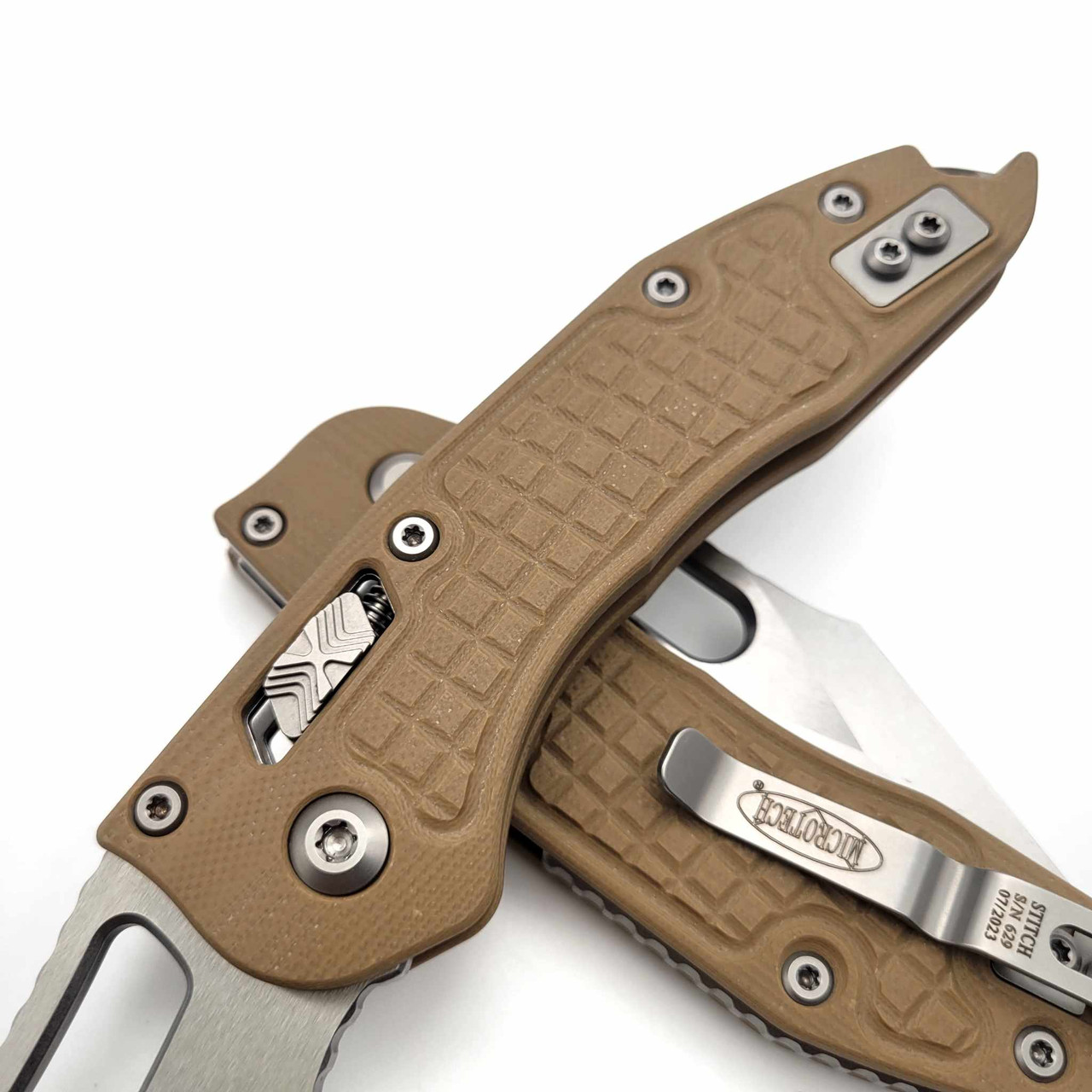 Microtech Stitch Ram-Lok 169RL-11FRGTTA Tan Frag G-10 Partial Serrated ...