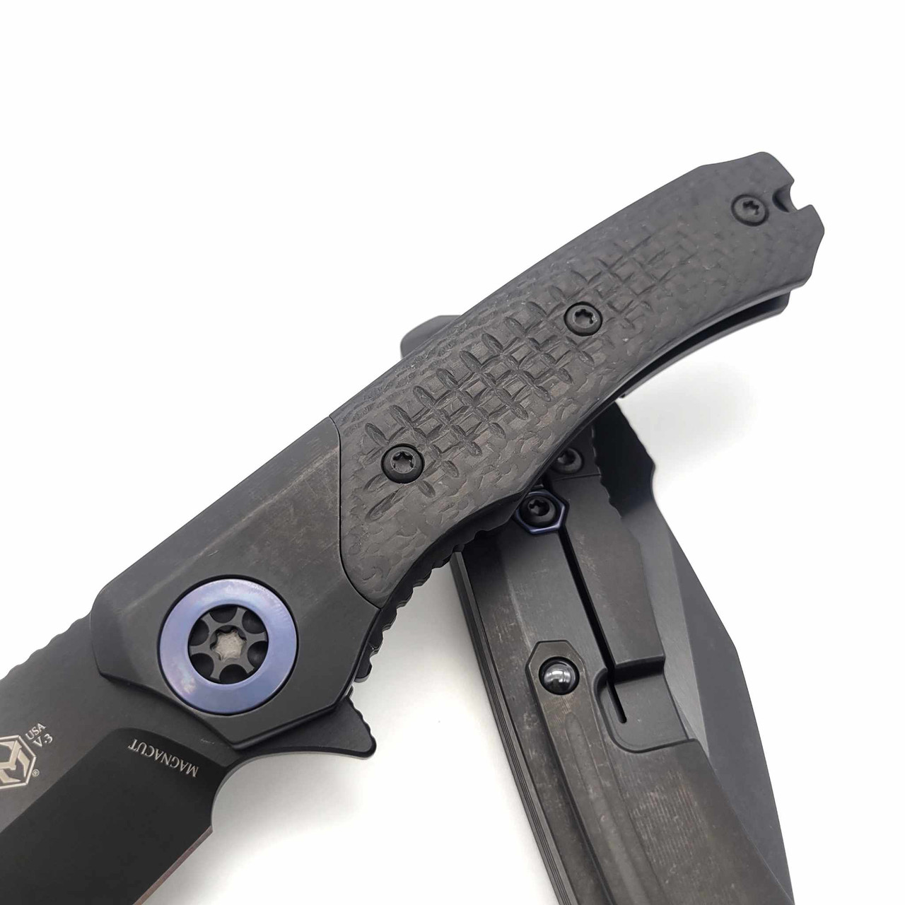 Heretic Knives Wraith Manual V3 Dlc Single Edge Blue Titanium Accents