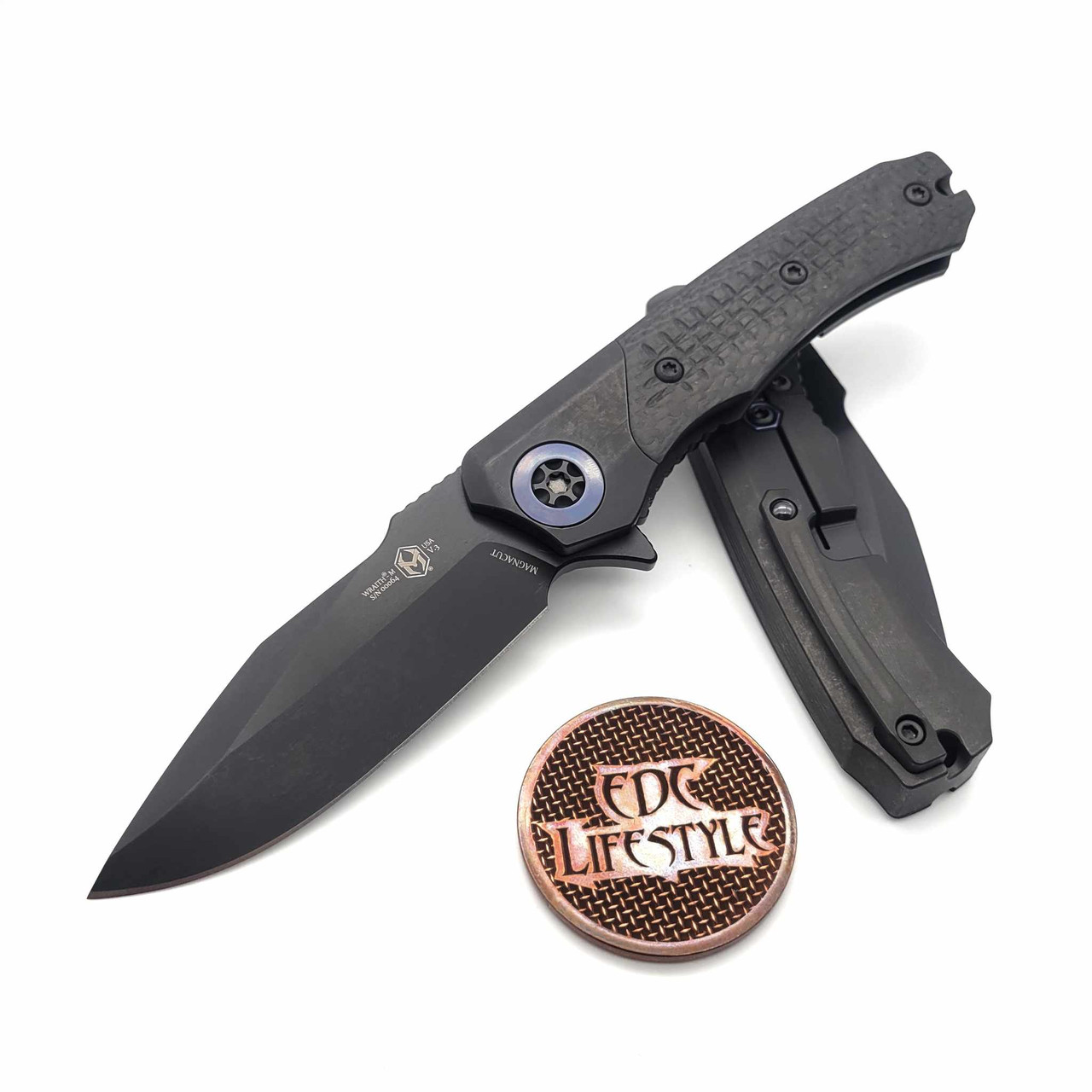 Heretic Knives Wraith Manual V3 Dlc Single Edge Blue Titanium Accents
