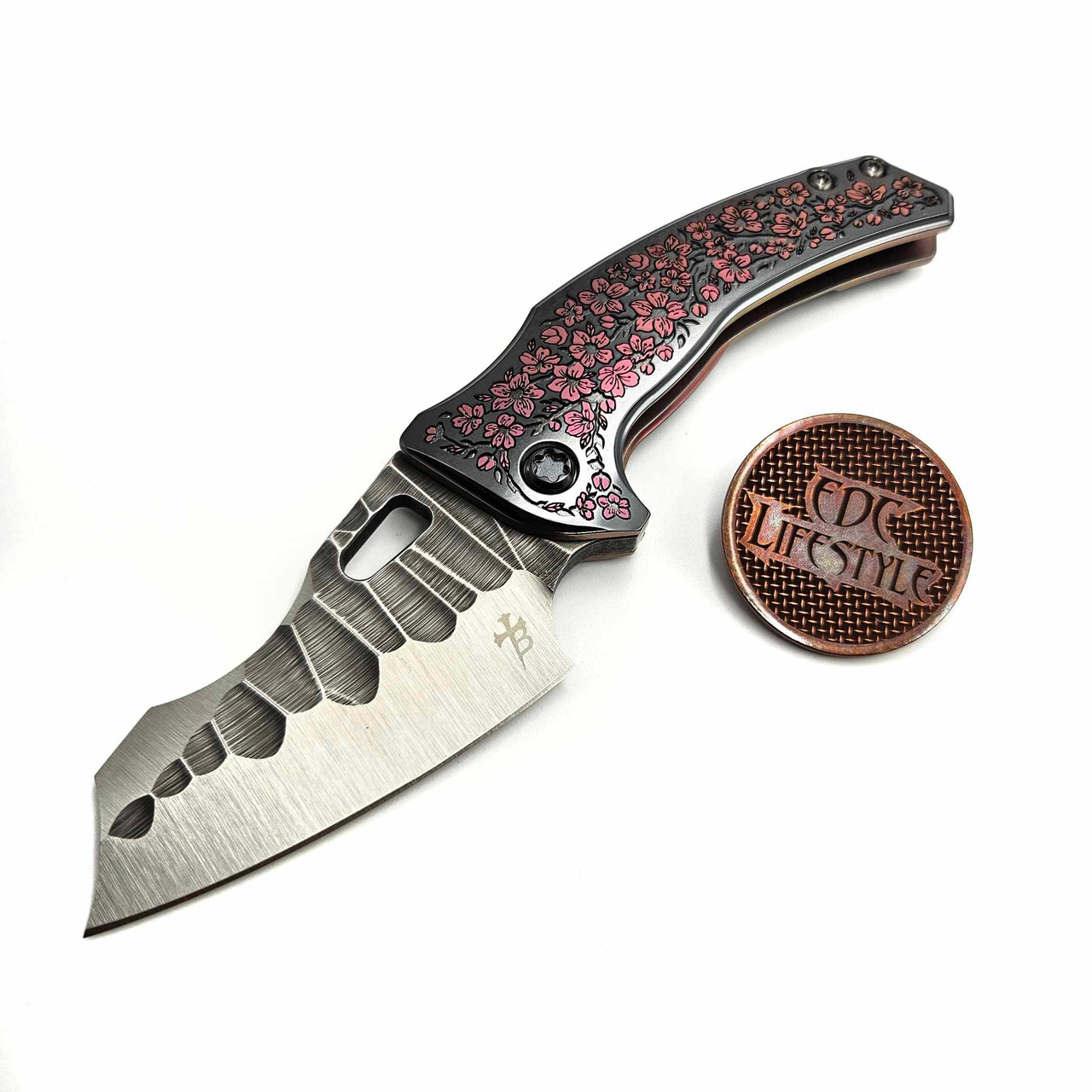Borka Blades/Ti2 Design Shylock Pink Sakura Handle Rock Grind Blade