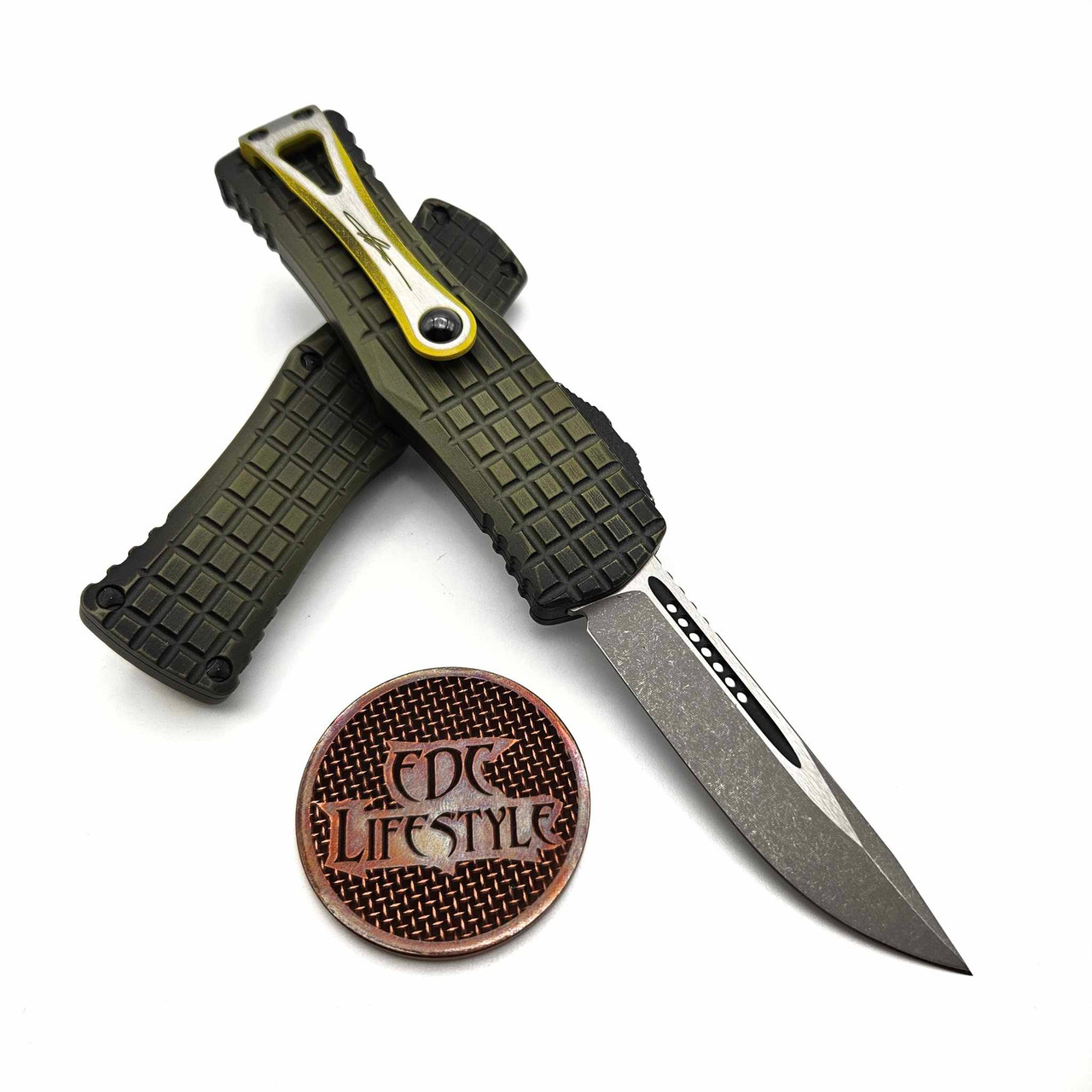 Microtech Hera 703-10APFRGS Frag Grenade Green Apocalyptic Single Edge