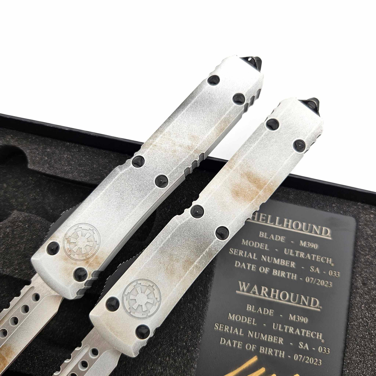 Microtech Ultratech 119 1setsads Hellhound Tanto And Warhound Signature